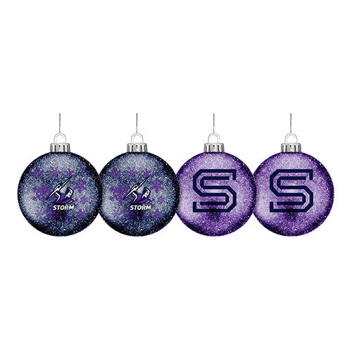Melbourne Storm Set Of 4 Glitter Baubles – Licensing Essentials