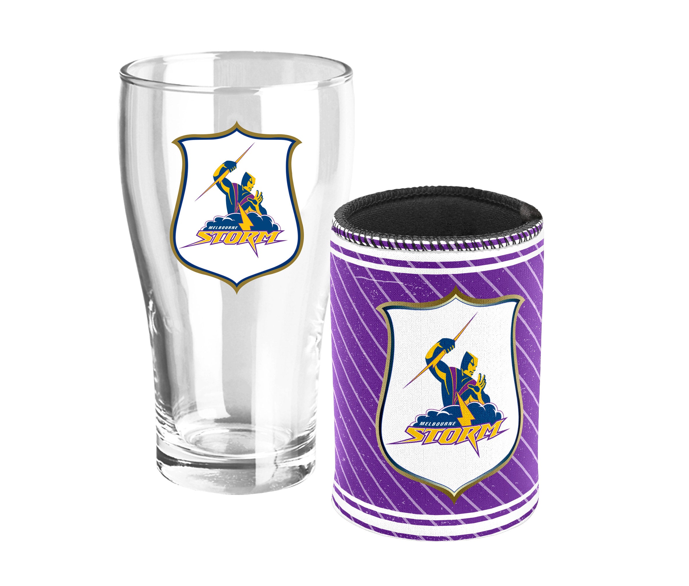 Melbourne Storm Heritage Pint Glass & Can Cooler Pack – Licensing Essentials