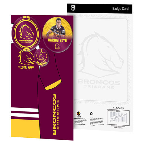 Brisbane Broncos 3 Badge Greeting Card – Licensing Essentials