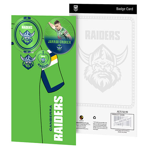 Canberra Raiders 3 Badge Greeting Card – Licensing Essentials